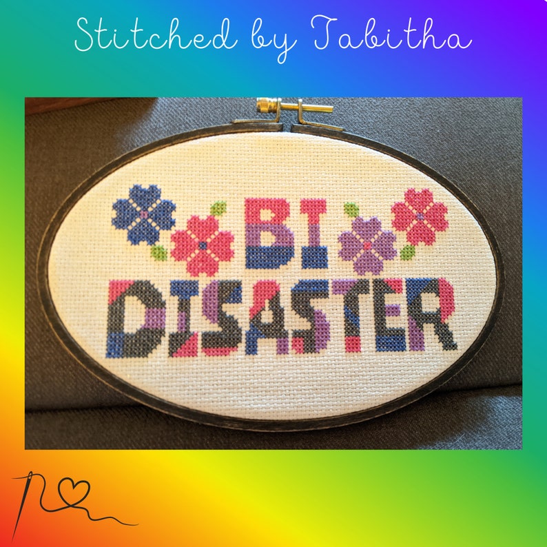 Bi Disaster - Bisexual Pride - LGBTQ+ - Cross Stitch Pattern - Etsy