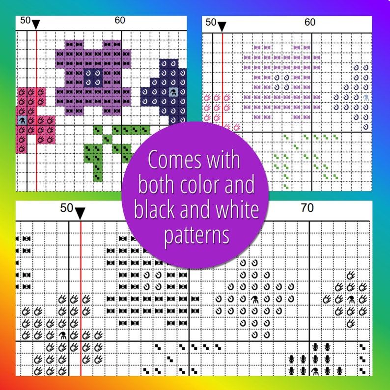 Rectangle Square Flower Border Cross Stitch Pattern Colorful - Etsy