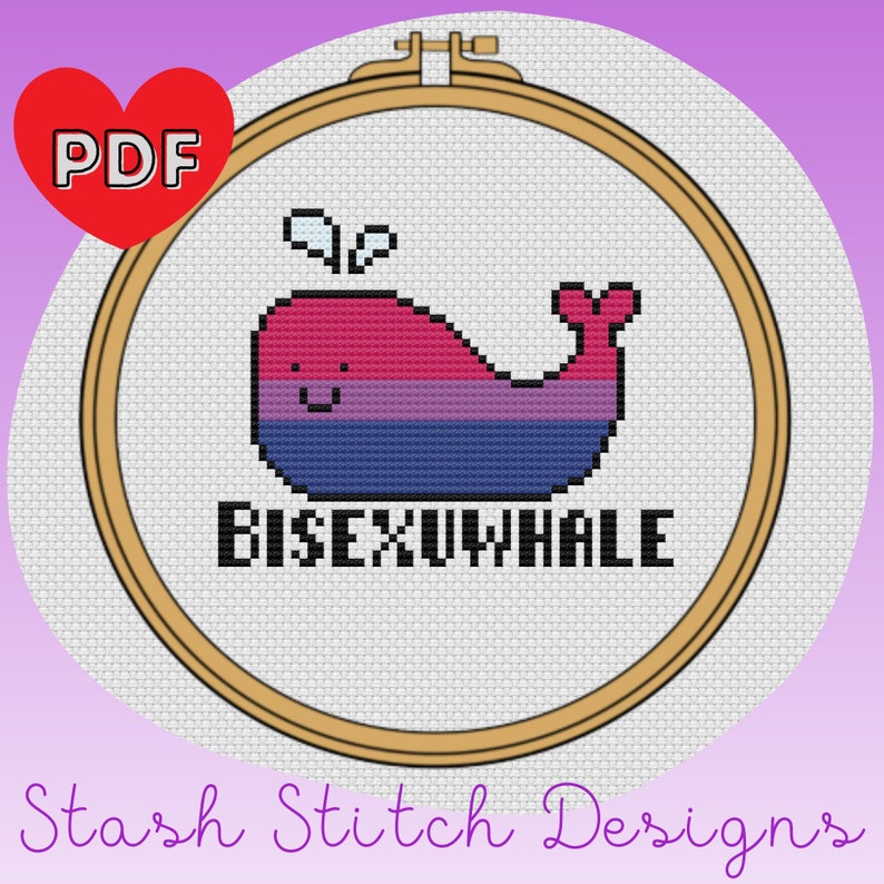 Bisexuwhale Bi/bisexual Pride LGBTQ Cross Stitch - Etsy