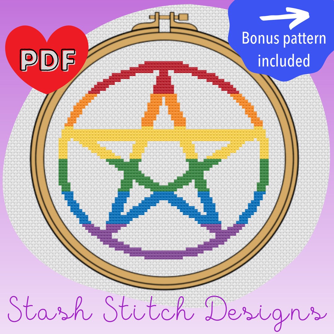 LGBTQ+ Pride Pentacle Cross Stitch Patterns - Etsy