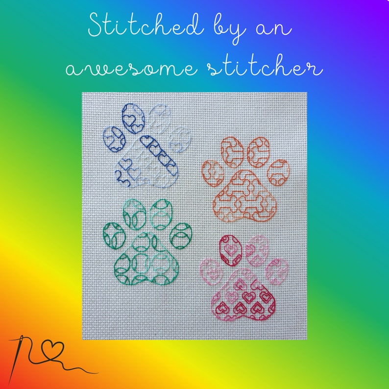 Puppy/dog Paw Blackwork Pattern - Etsy