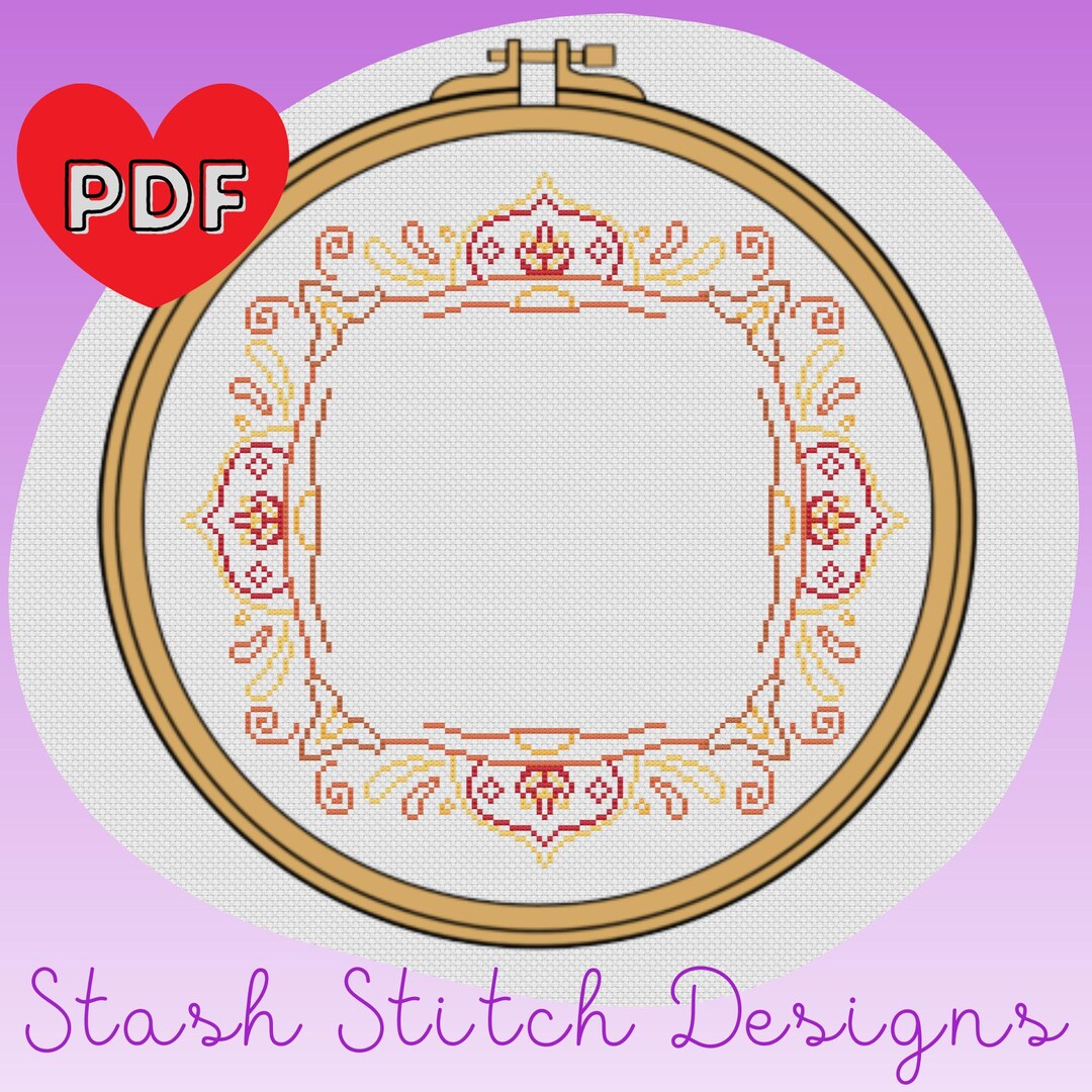 Abstract Autumnal Frame Cross Stitch Pattern - Etsy
