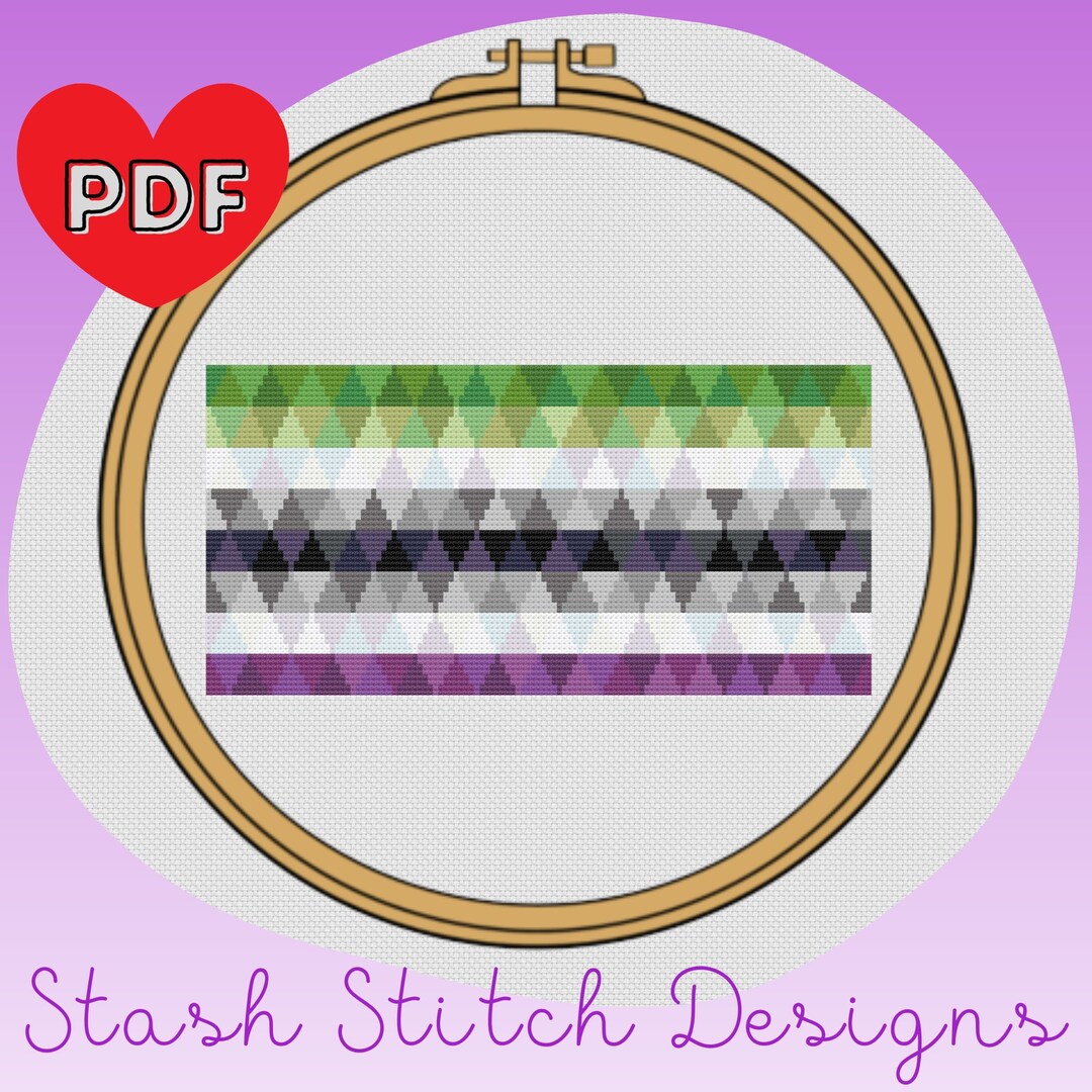 Geometric Aroace Flag - Aromantic Asexual Pride - LGBTQ+ - Cross Stitch ...