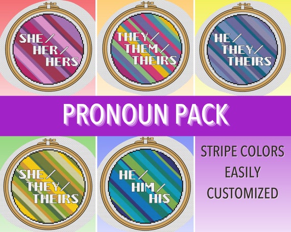 Pronoun LGBTQ Pride Transgender Nonbinary Cross Stitch - Etsy