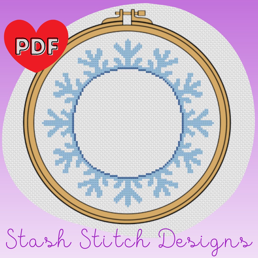 Snowflake Circle Frame Cross Stitch Pattern - Etsy