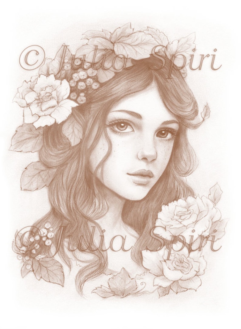 Coloring Page Digital Stamp Beautiful Digi Cute Girl - Etsy