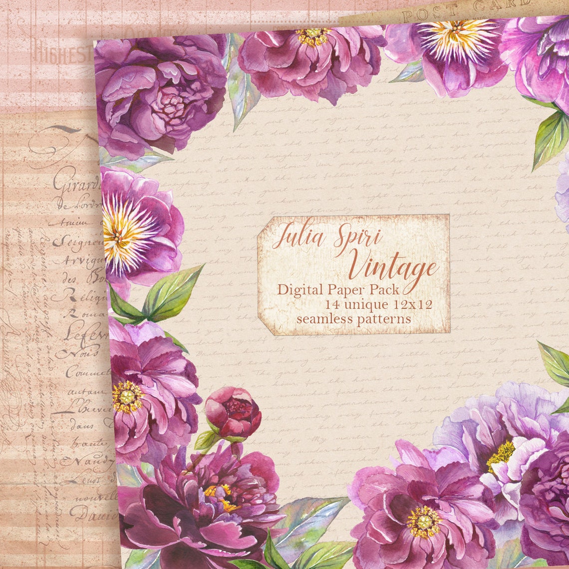 Old Digital Paper, Rustic, Notepad, Letters, Postage Stamp Note ...