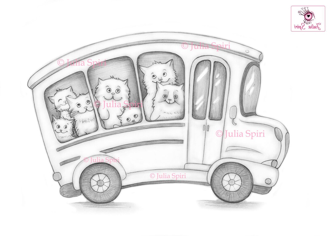 Back to School Coloring Page, Digital Stamp, Digi, Cats, Pupil, School ...