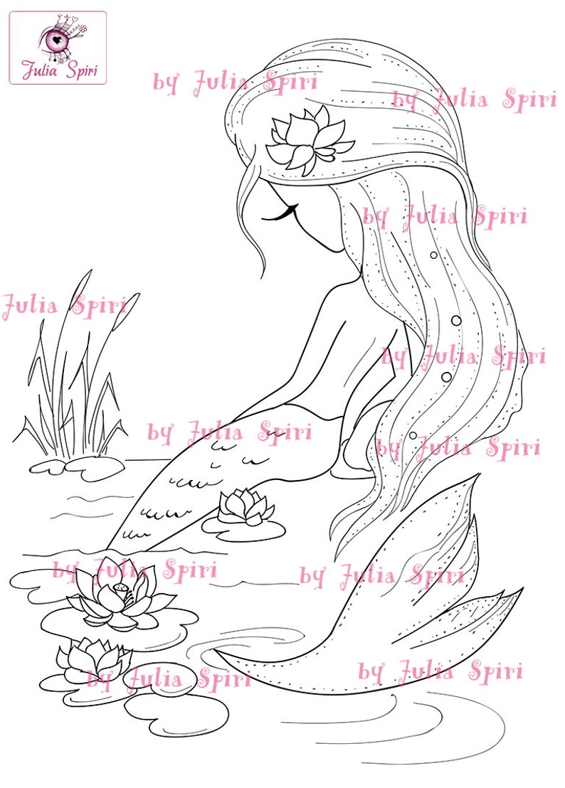 Mermaid Digital Stamps Sea stamps Siren Little Mermaid | Etsy