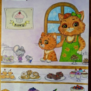 Coloring Page, Digital Stamp, Digi, Baked Goods, Donuts, Croissants ...