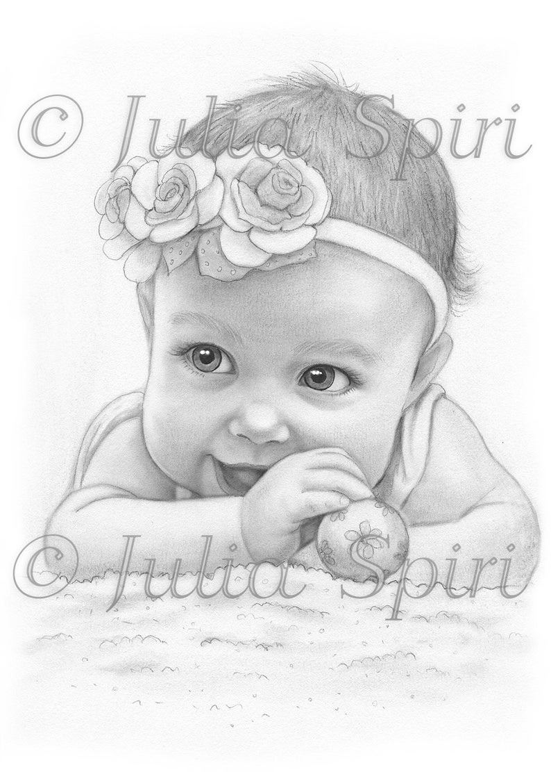 Coloring Page Cute Girl Realistic Portrait Drawing - Etsy