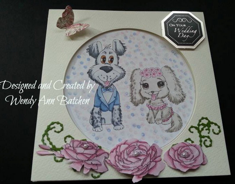 Digital Stamps Digi Stamp Wedding Stamp Coloring Dogs - Etsy