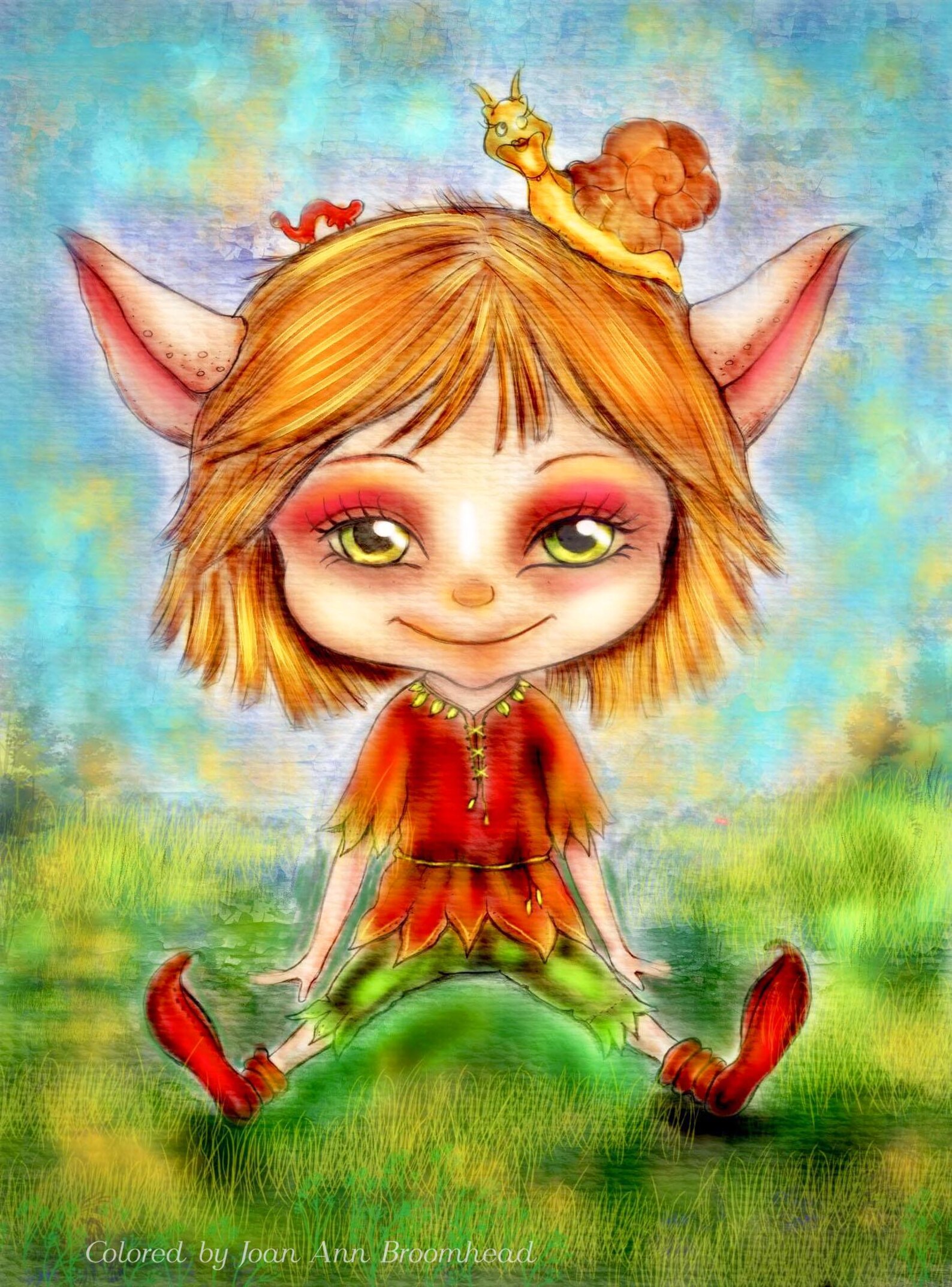 Elf Coloring Page, Digital Stamp, Digi, Boy, Troll, Dwarf, Nature ...