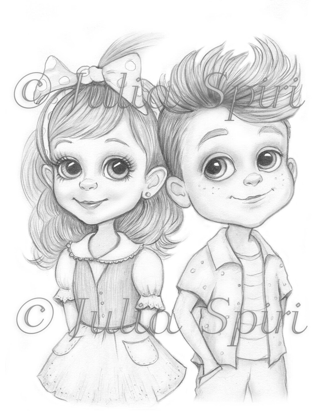 Coloring Page, Digital Stamp, Beautiful Digi, Cute Girl, Whimsy Girl ...