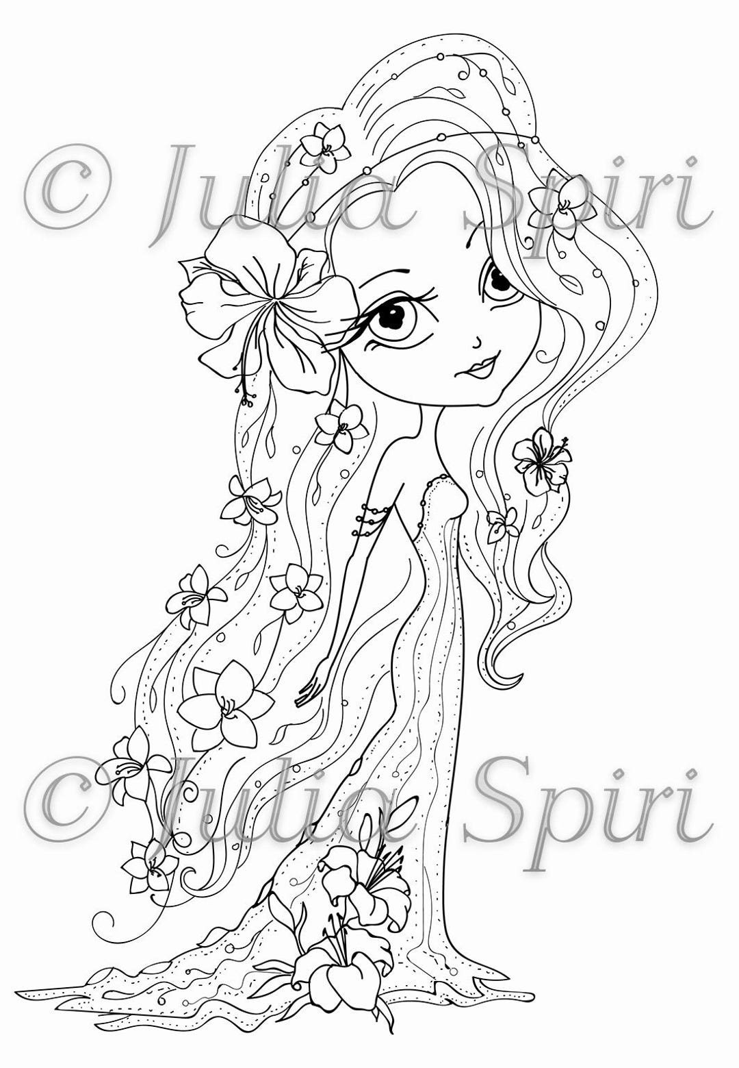 Digital Stamps, Digi Stamp, Coloring Pages, Girl Stamp, Flower Girl ...