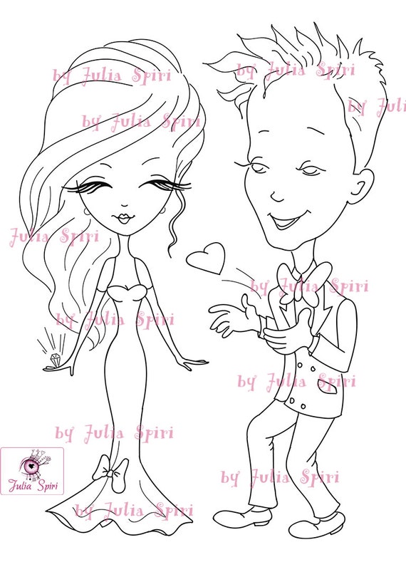 Timbres numériques Digi stamp timbre mariage coloriage - Etsy France