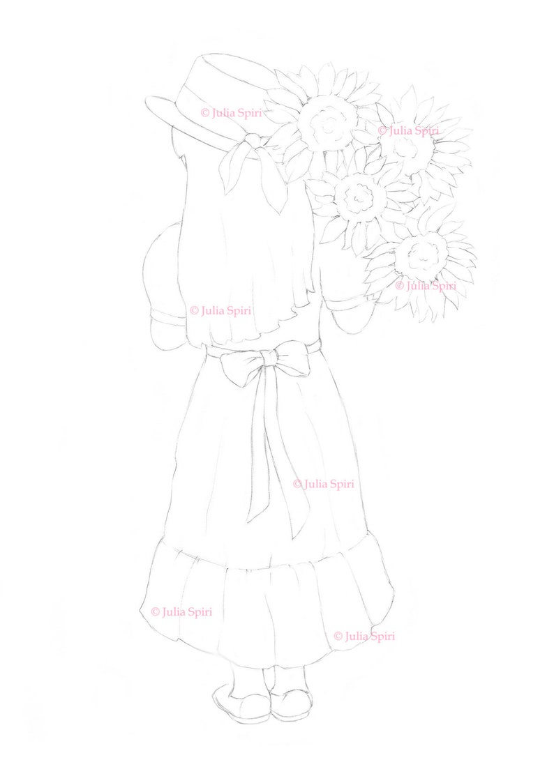 Coloring Page Digital Stamp Digi Girl Shape Silhouette | Etsy