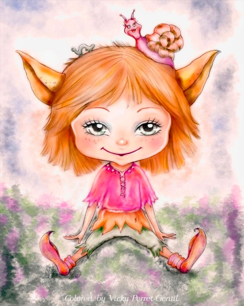Elf Coloring Page, Digital Stamp, Digi, Boy, Troll, Dwarf, Nature ...