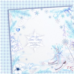 Winter Watercolor Digital Paper Pack, Seamless Patterns, Handpainted ...