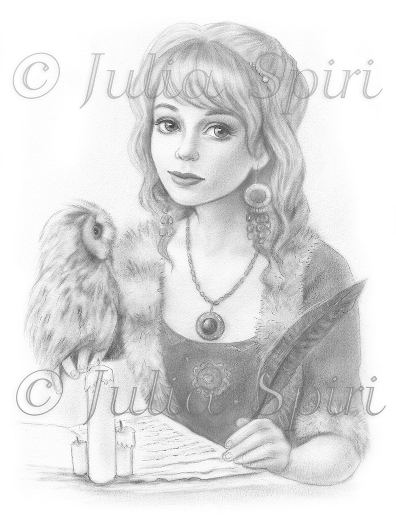 Coloring Page Digital Stamp Digi Girl Realistic Portrait - Etsy Canada