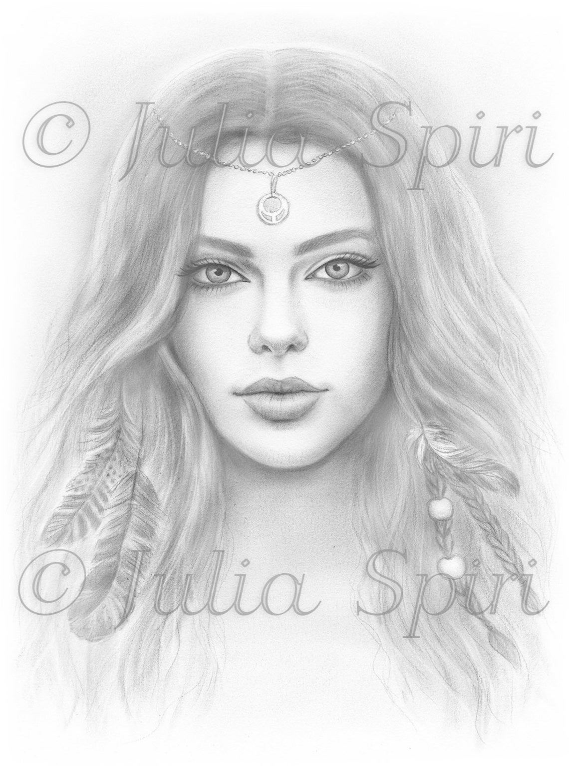 Coloring Page Digital Stamp Digi Girl Realistic Portrait - Etsy