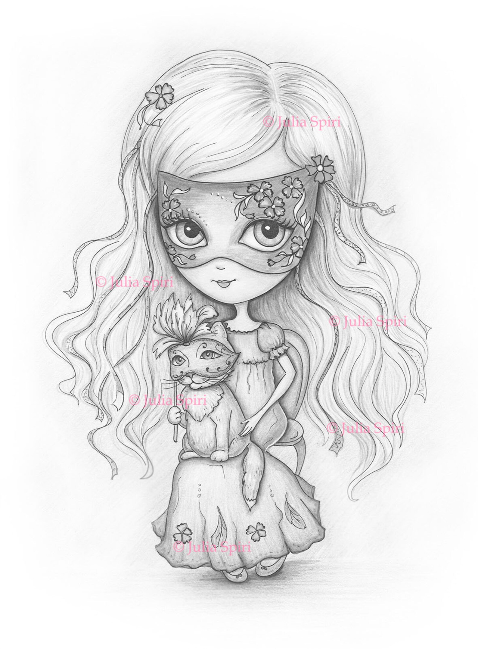 Digital Stamps Digi Stamp Coloring Pages Girl Stamp Venice - Etsy