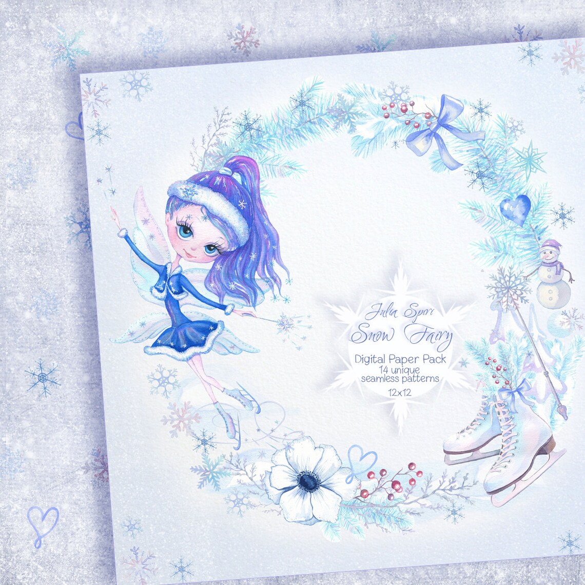 Winter Watercolor Digital Paper Pack Seamless Patterns - Etsy