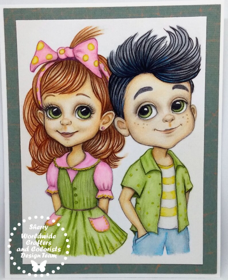 Coloring Page, Digital Stamp, Beautiful Digi, Cute Girl, Whimsy Girl ...