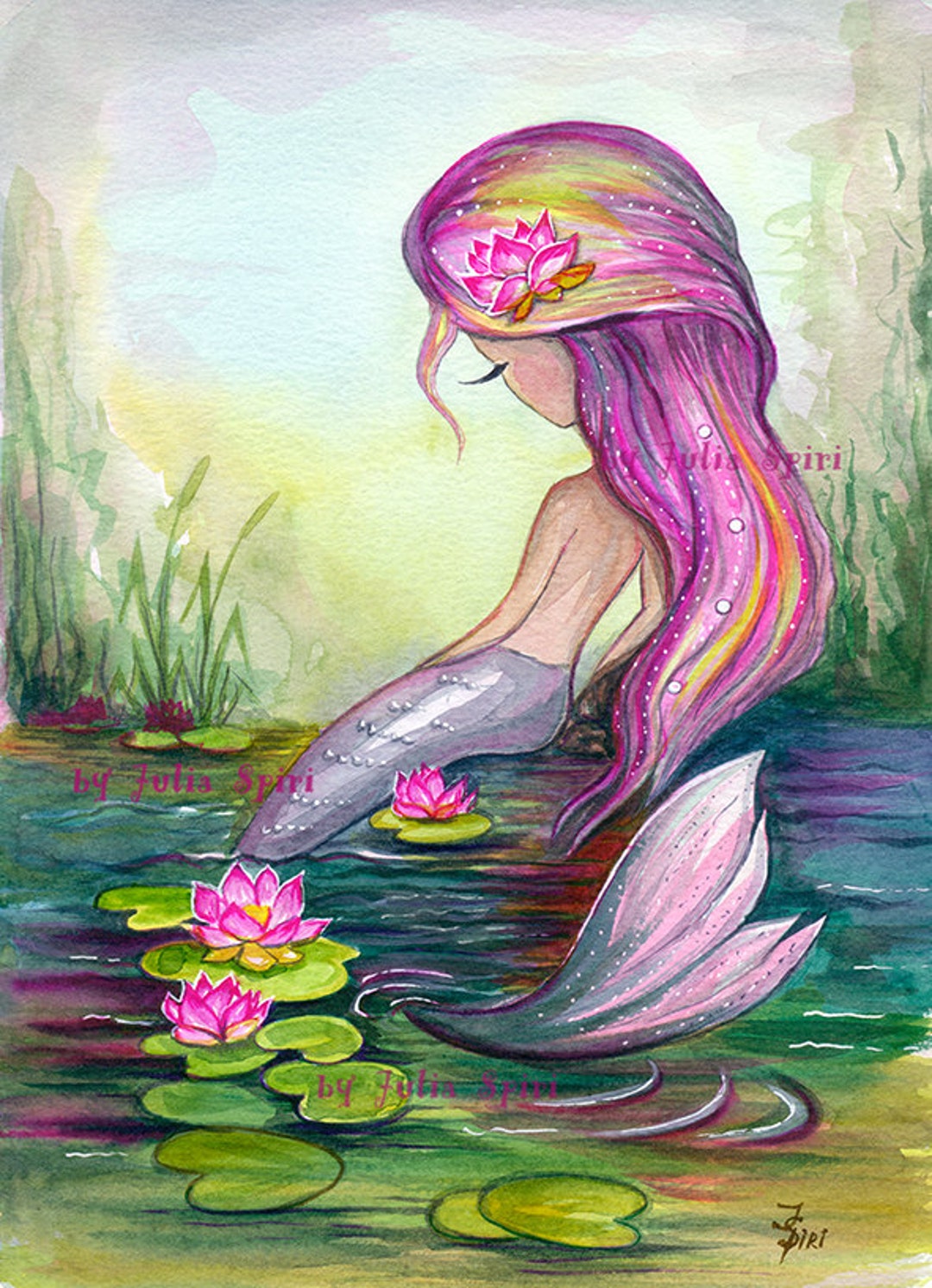Mermaid Digital Stamps, Sea Stamps, Siren, Little Mermaid, Lotus ...