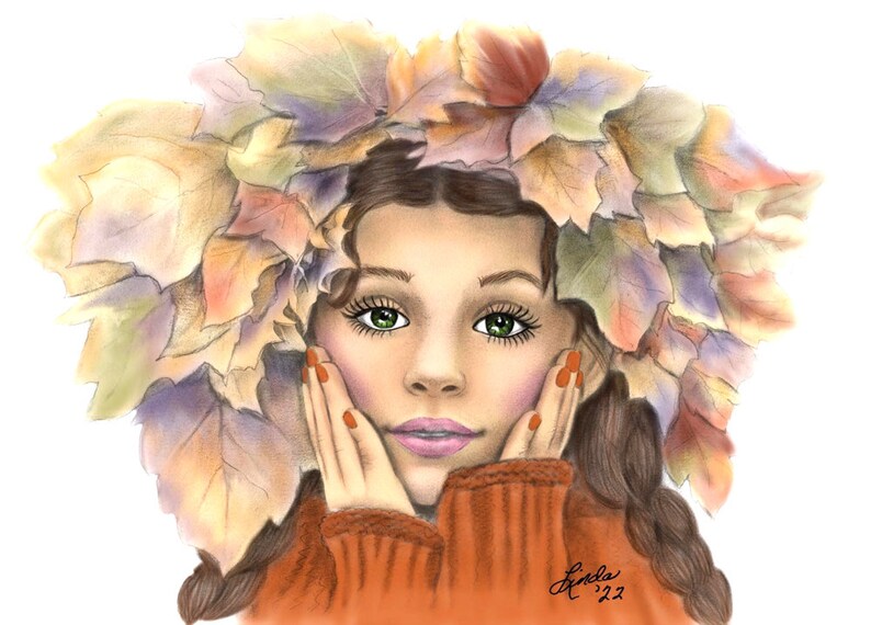 Coloring Page Digital Stamp Beautiful Digi Girl Realistic - Etsy