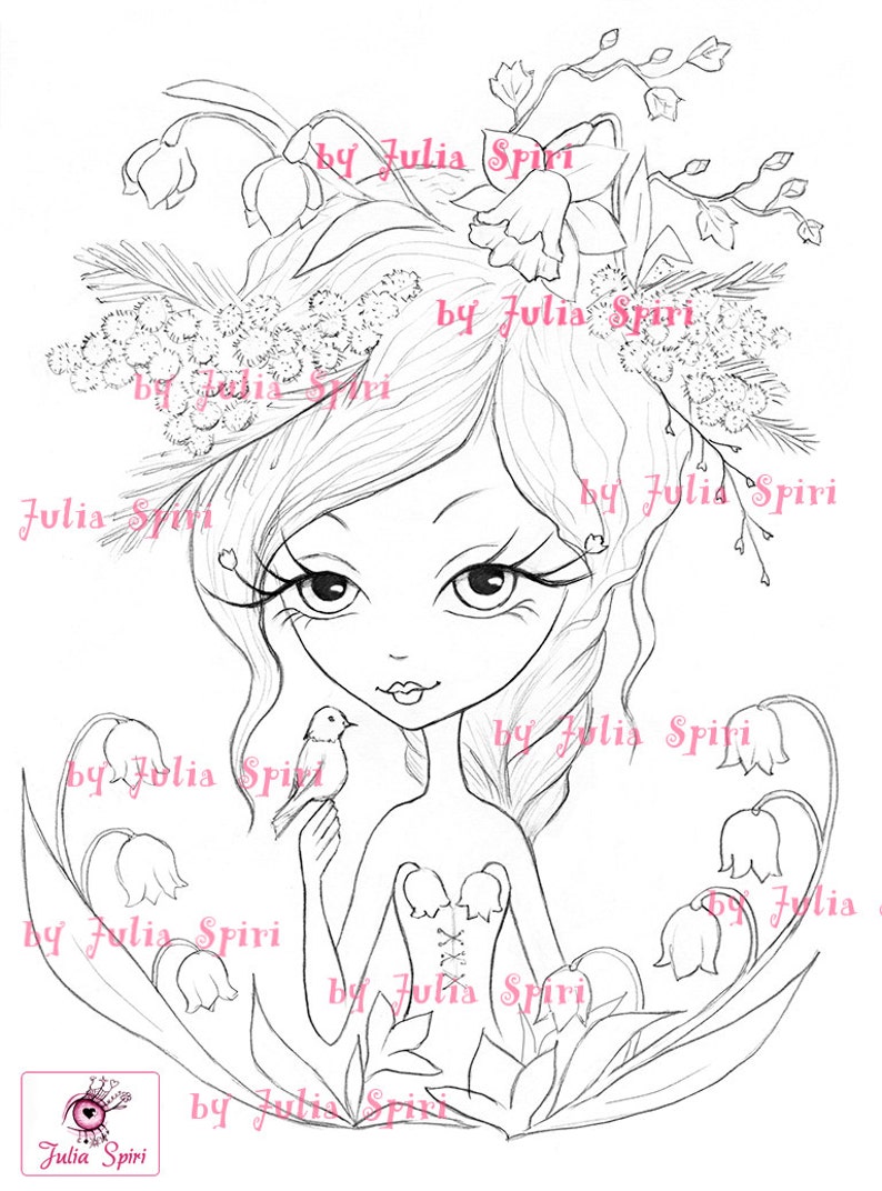 Digi Stamps Digital Stamp Spring Flowers Lily of the - Etsy