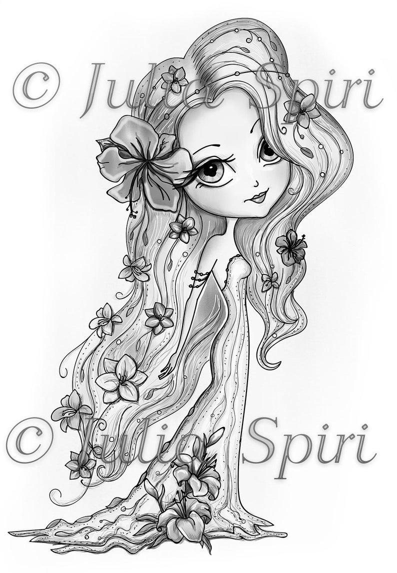 Digital Stamps, Digi Stamp, Coloring Pages, Girl Stamp, Flower Girl ...