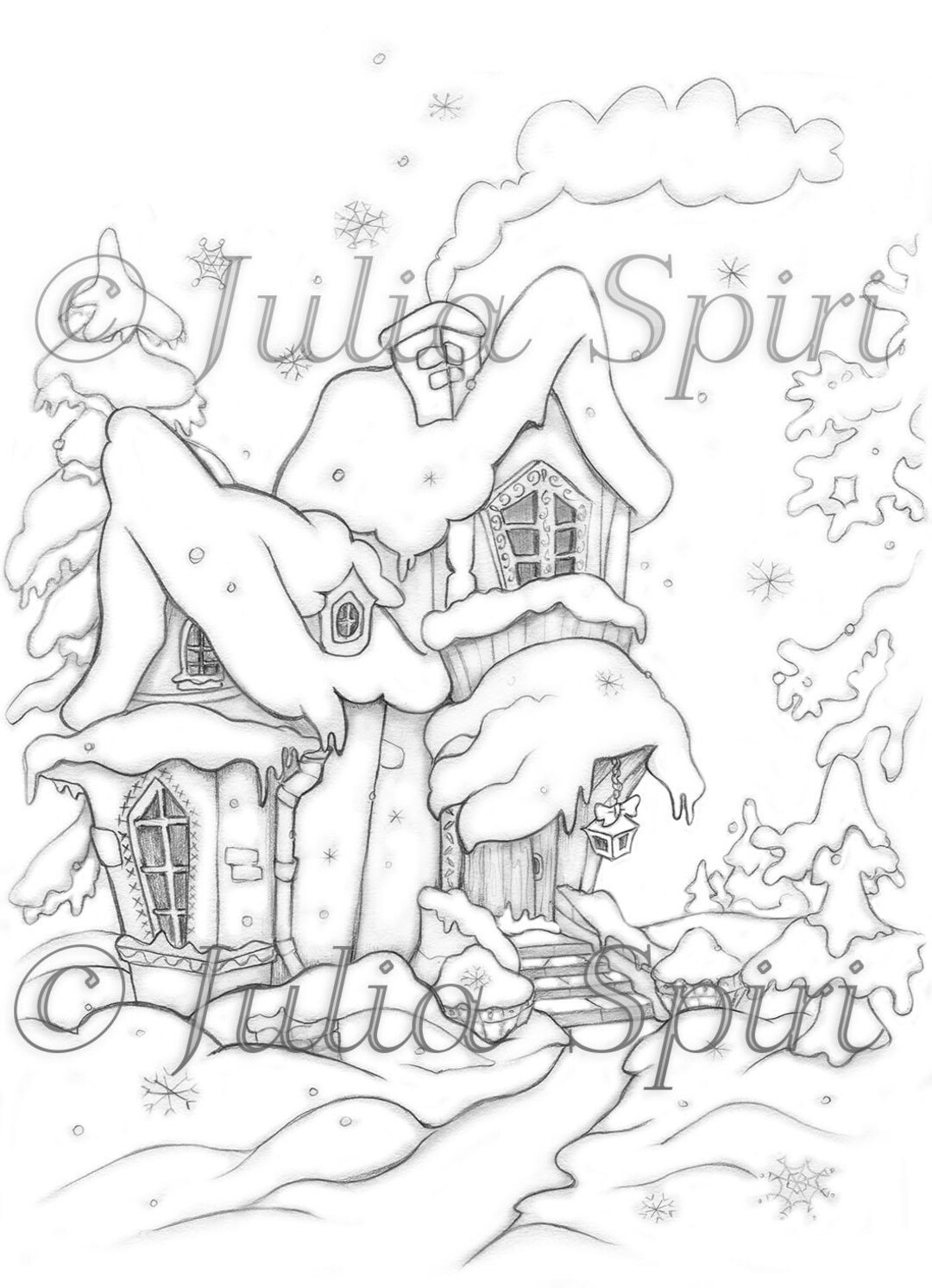Coloring Page, Fairytale, Winter Home. Winter House - Etsy