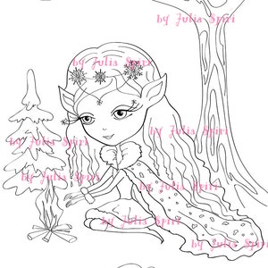 Digital Stamps, Digi Stamp, Coloring Pages, Digital Doll, Winter, Elf ...