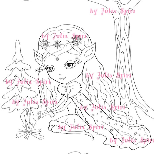 Digital Stamps Digi Stamp Coloring Pages Digital Doll Elf - Etsy