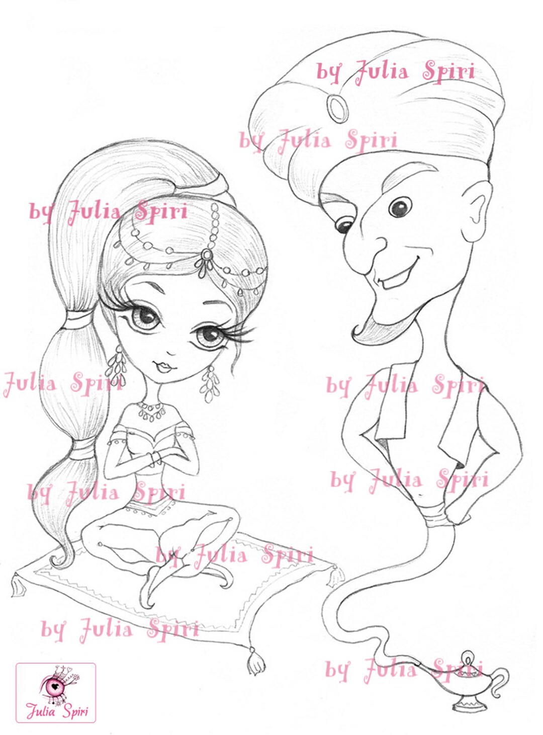 Digital Stamps, Digi Stamp, 1001 Nights, Genie, East, Fairy Tale ...