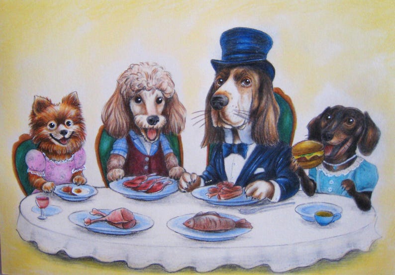 Grayscale Coloring Page, Fun Dogs Eating at the Table. the Aristodogs ...