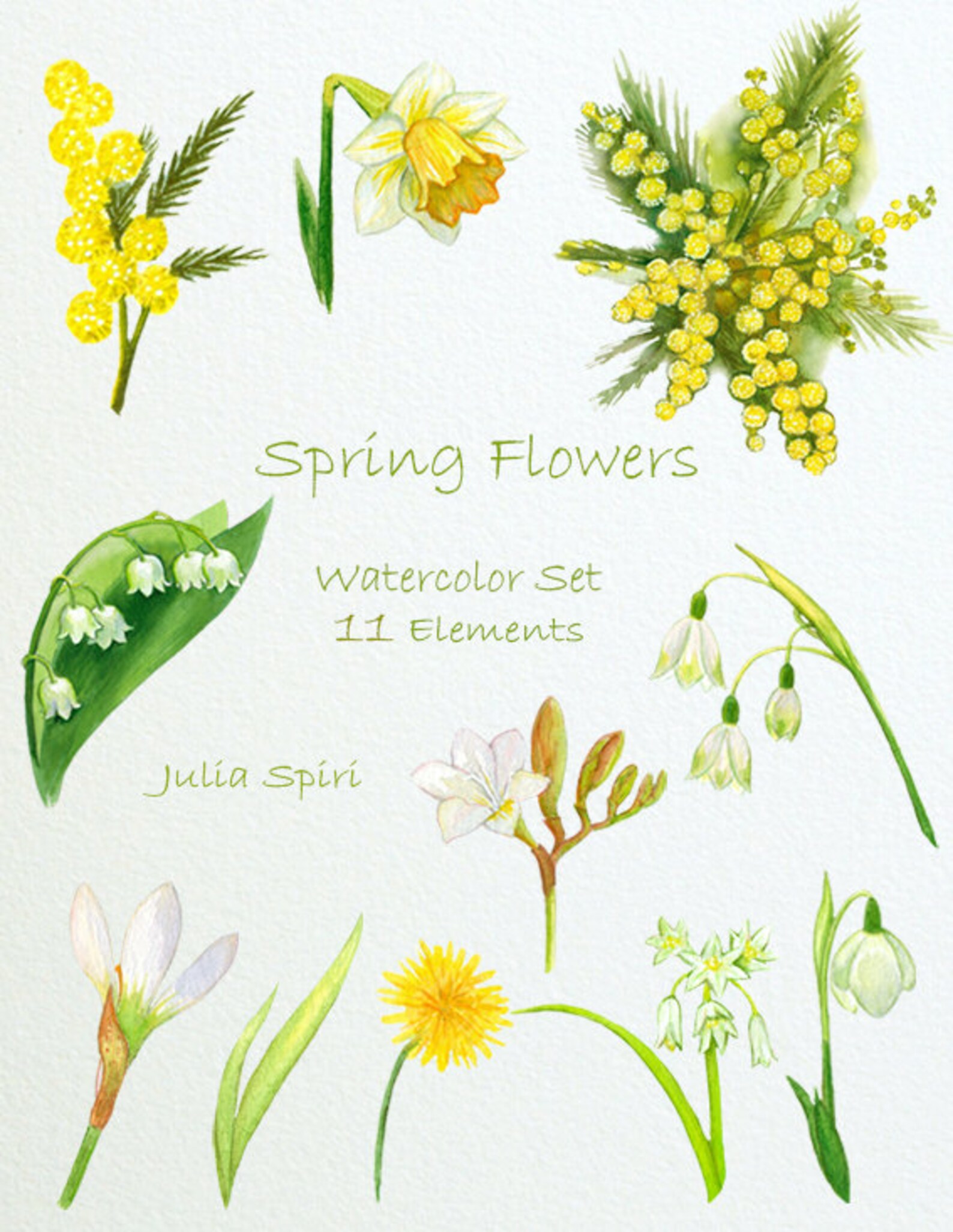 Watercolor Flowers Clipart Spring Flowers Clip Art Hand - Etsy