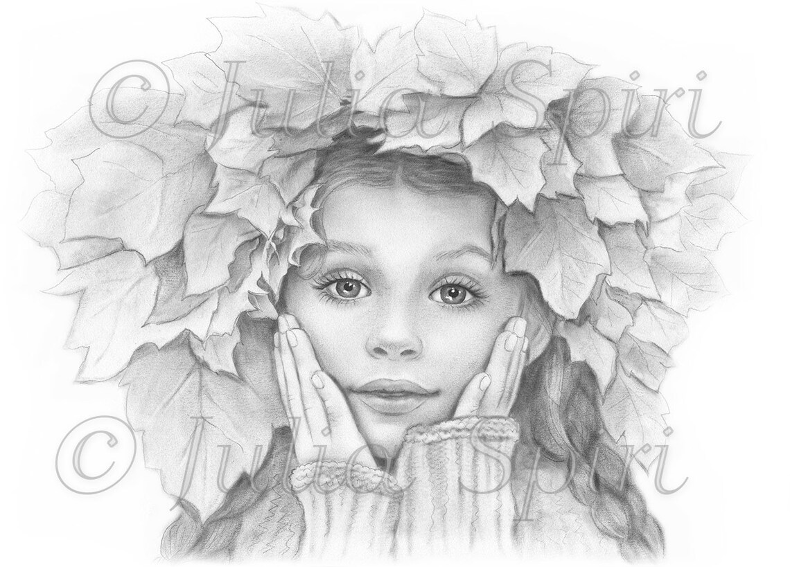 Coloring Page Digital Stamp Beautiful Digi Girl Realistic - Etsy