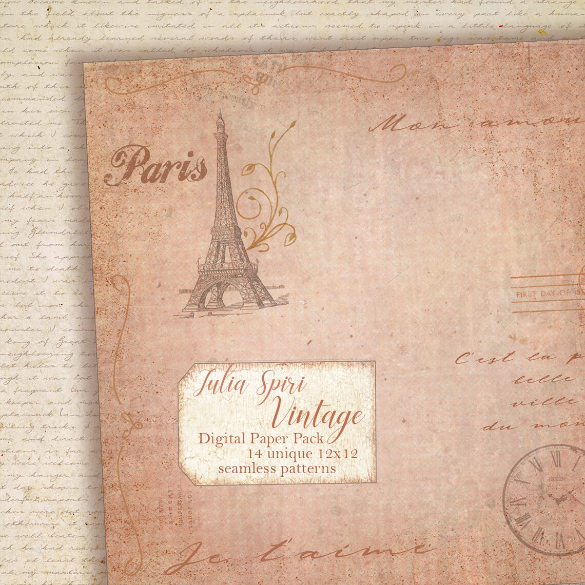 Old Digital Paper, Rustic, Notepad, Letters, Postage Stamp Note ...