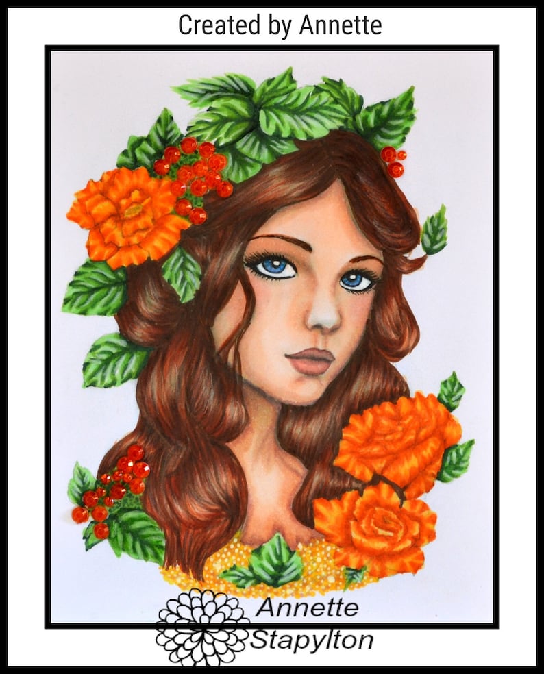 Coloring Page Digital Stamp Beautiful Digi Cute Girl - Etsy