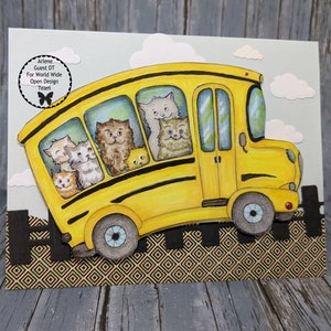 Back to School Coloring Page, Digital Stamp, Digi, Cats, Pupil, School ...