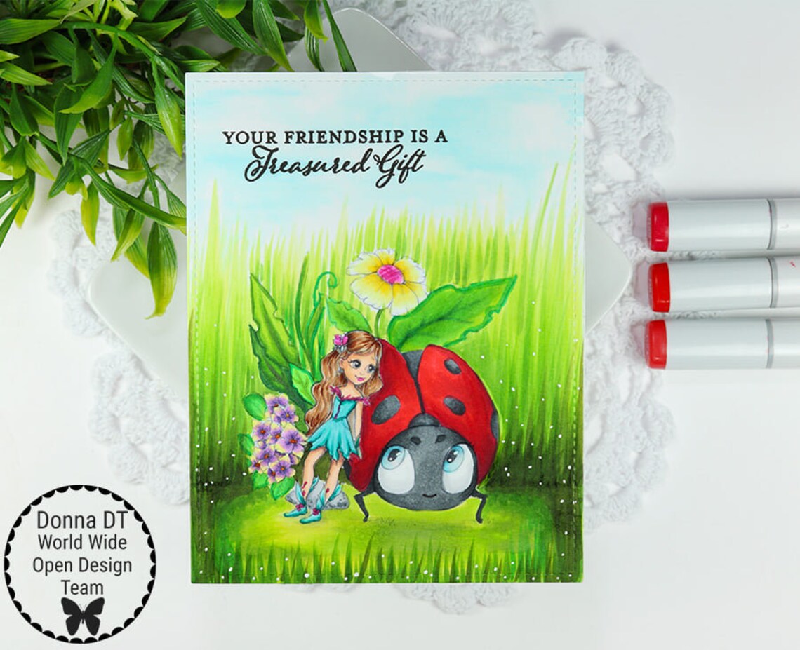 Coloring Page Digital Stamp Digi Cute Girl Ladybug - Etsy