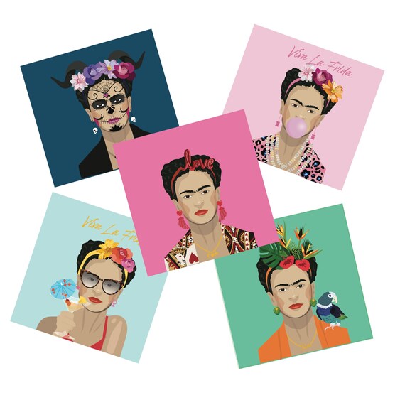 5 Pack Frida Kahlo Art Greeting Cards Mexican Artist Cards | Etsy