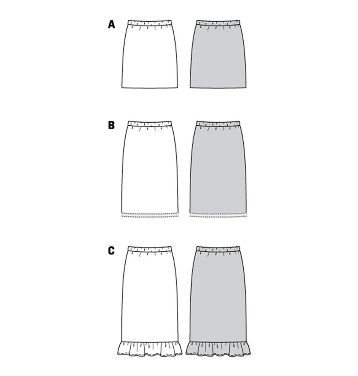 Misses' Skirt in Three Lengths With Elastic, Slim Shape Burda Style ...