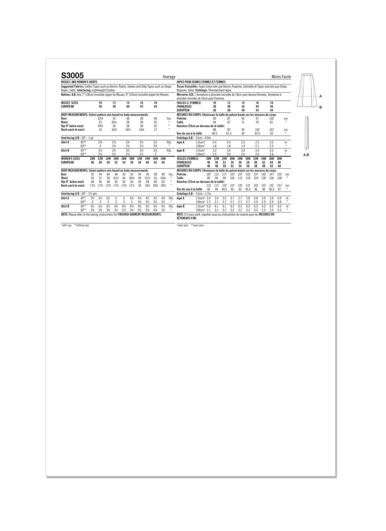 Misses' and Women's Skirts Simplicity Sewing Pattern S3005 Uncut, FF ...