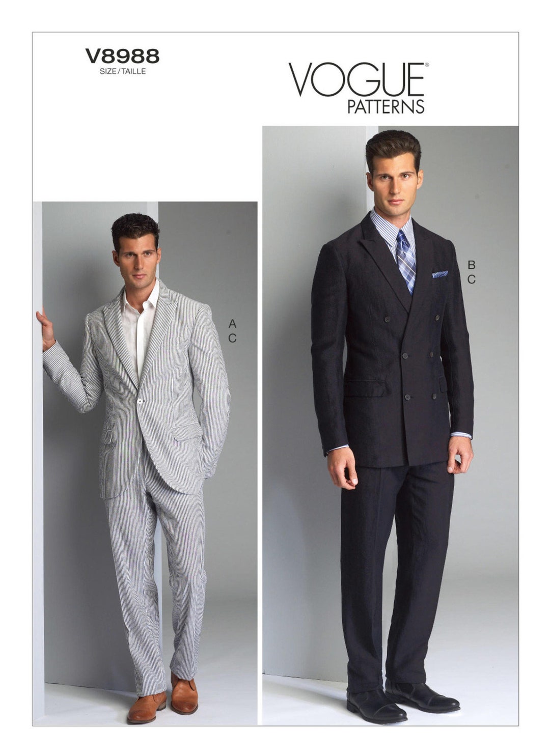 Men's Single or Double-breasted Suit Jacket and Pants Vogue Sewing ...