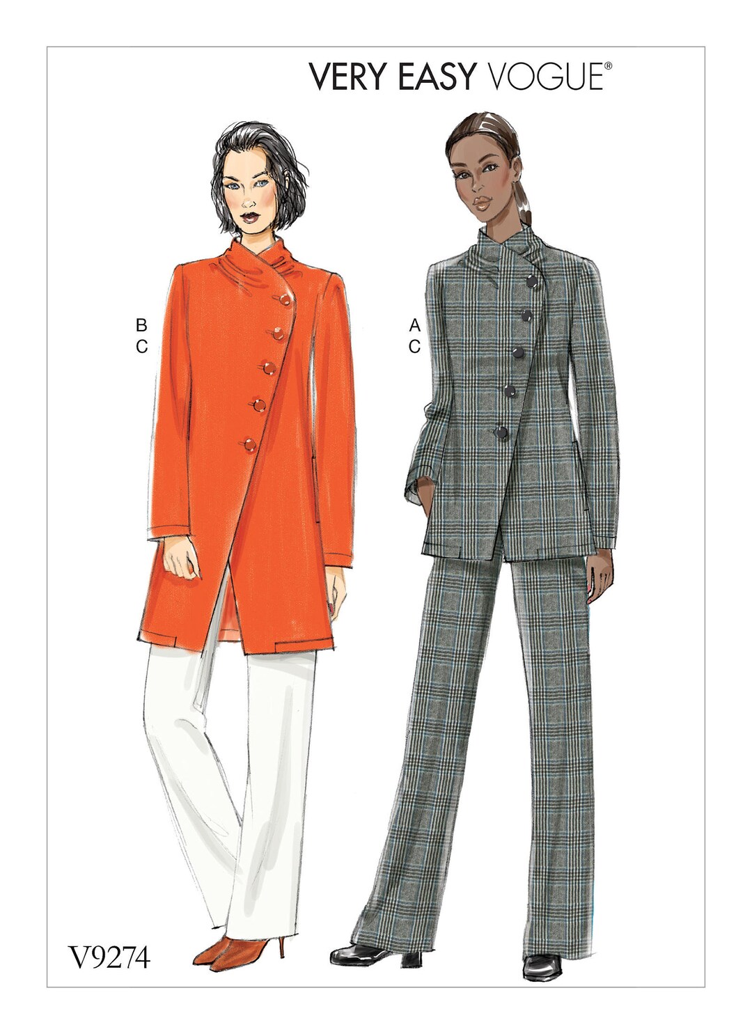 Misses Asymmetrical Jacket, and Pull-on Pants Vogue Sewing Pattern ...