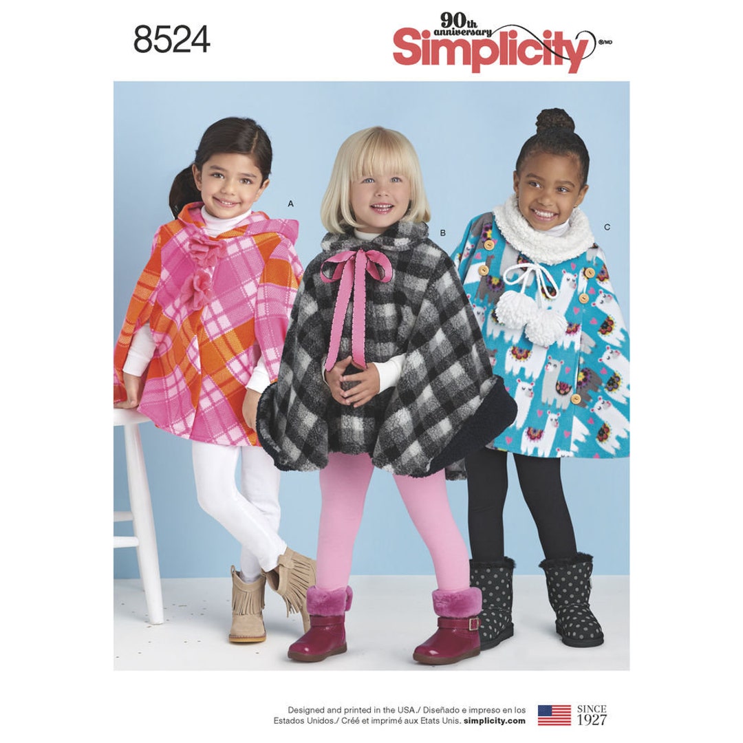 Child's Poncho Simplicity Sewing Pattern 8524 - Etsy