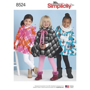 Child's Poncho Simplicity Sewing Pattern 8524 - Etsy